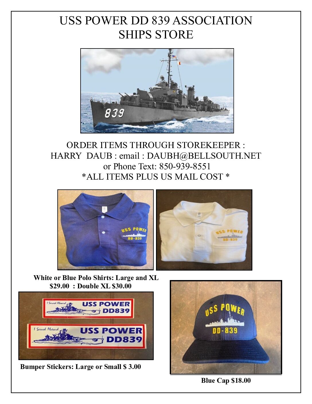 Ship Store 2025 | USS POWER DD 839